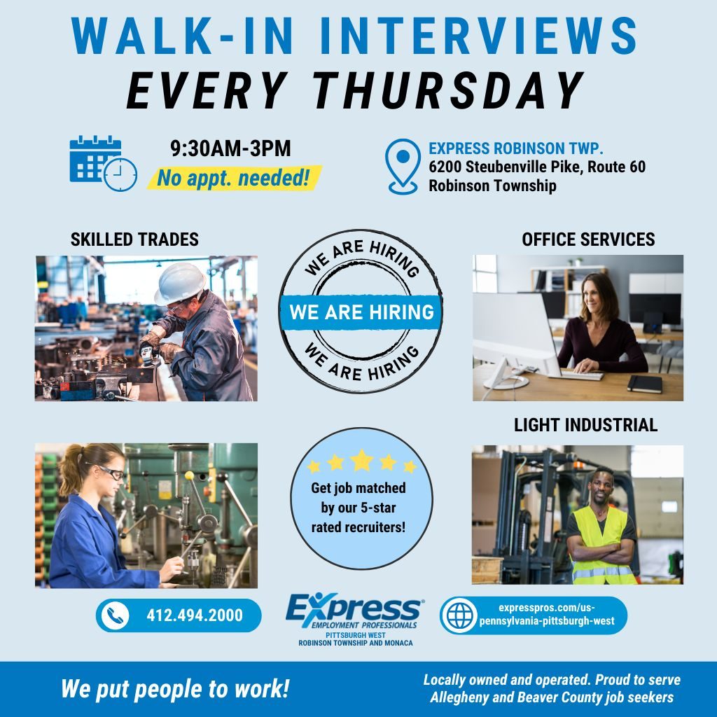 Walk-In Interviews EVERY THURSDAY at Express Pittsburgh West (Robinson ...