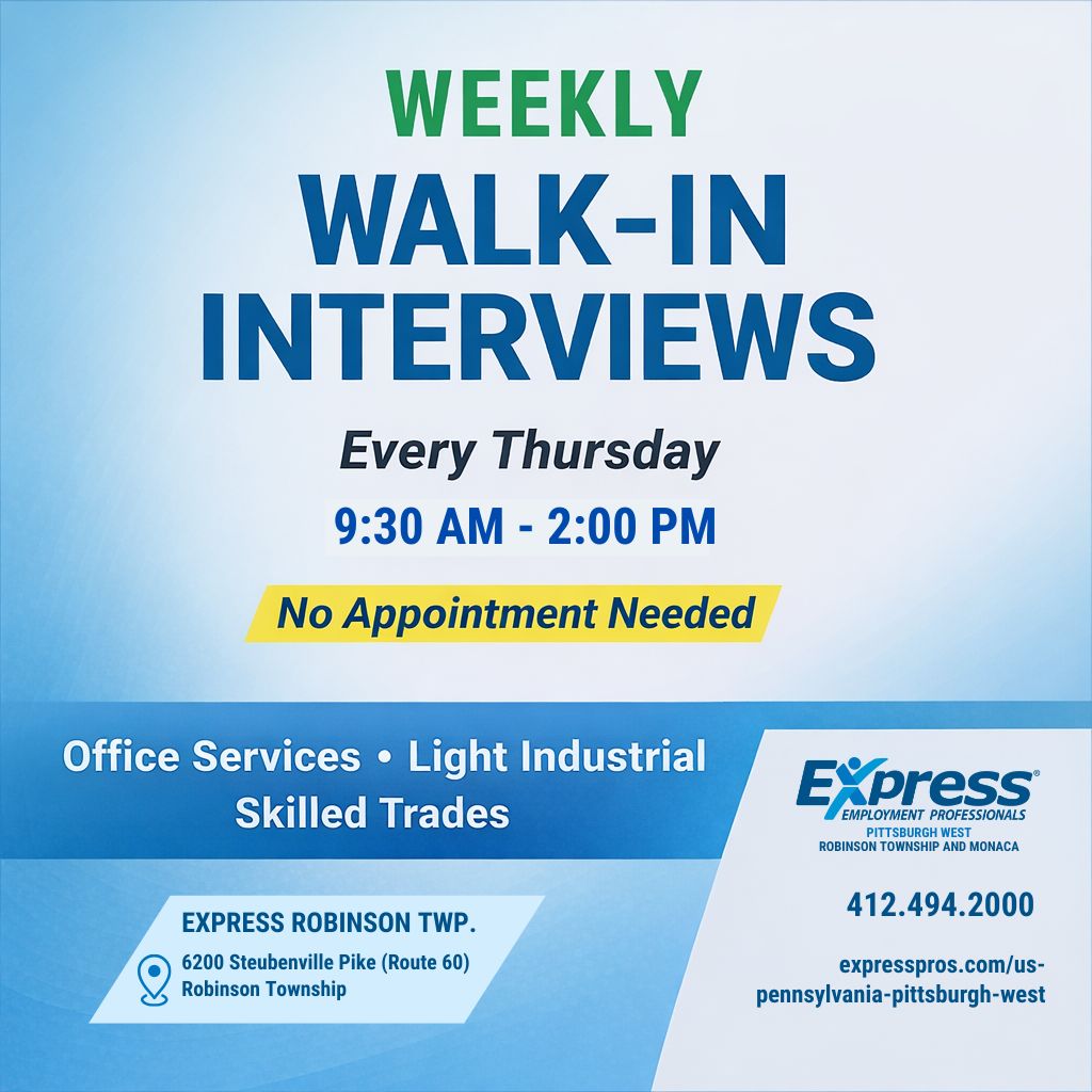 Walk-In Interviews EVERY THURSDAY at Express Pittsburgh West | West ...